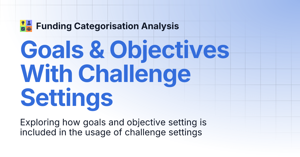 Goals & Objectives With Challenge Settings | Funding Categorisation ...